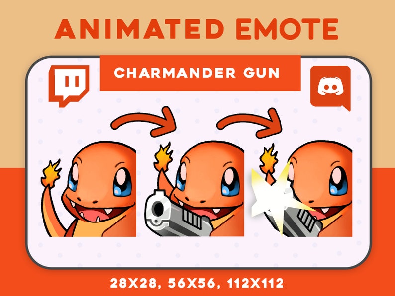 ANIMATED CHARMANDER GUN Emote / Angry Cute Chibi Pokemon / - Etsy