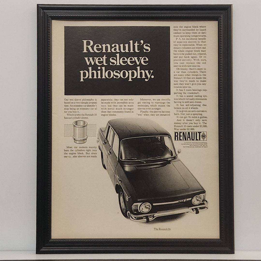 Framed 60's Vintage Car Ad 1968 Renault 10 Retro Advertisement ...