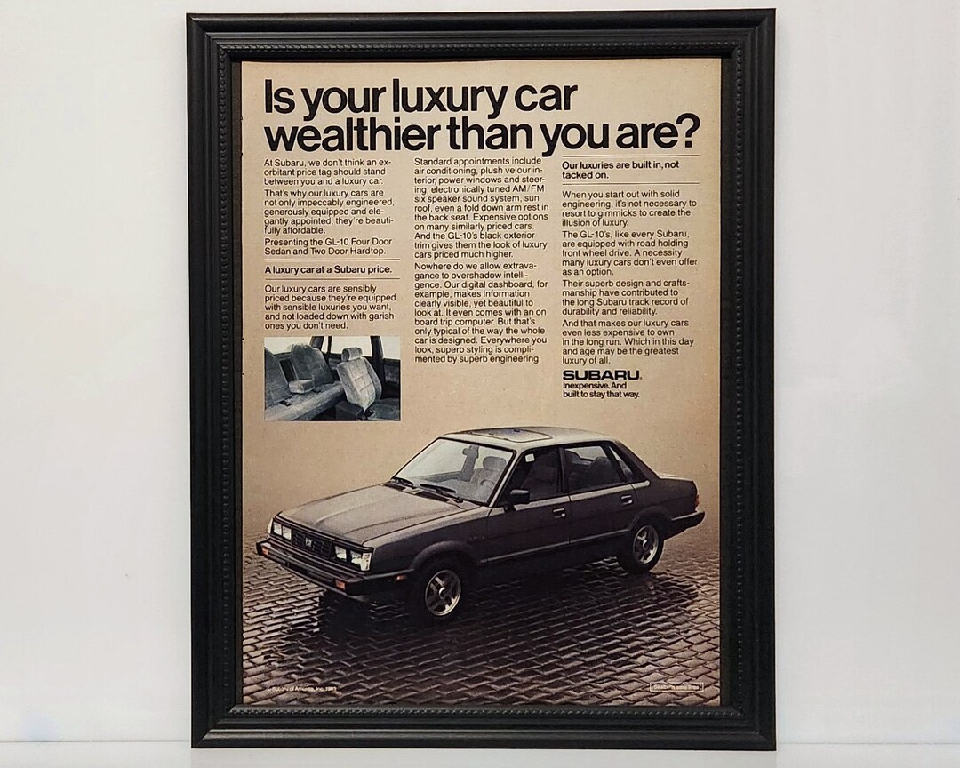 Framed 80's Vintage Car Ad 1984 Subaru DL Sedan Retro Advertisement ...