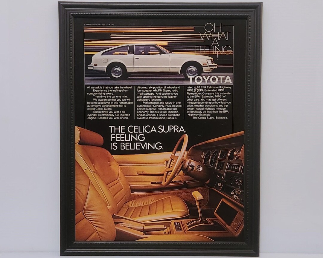 Framed Vintage 80's Car Ad 1980 Toyota Celica Supra Classic Automotive ...
