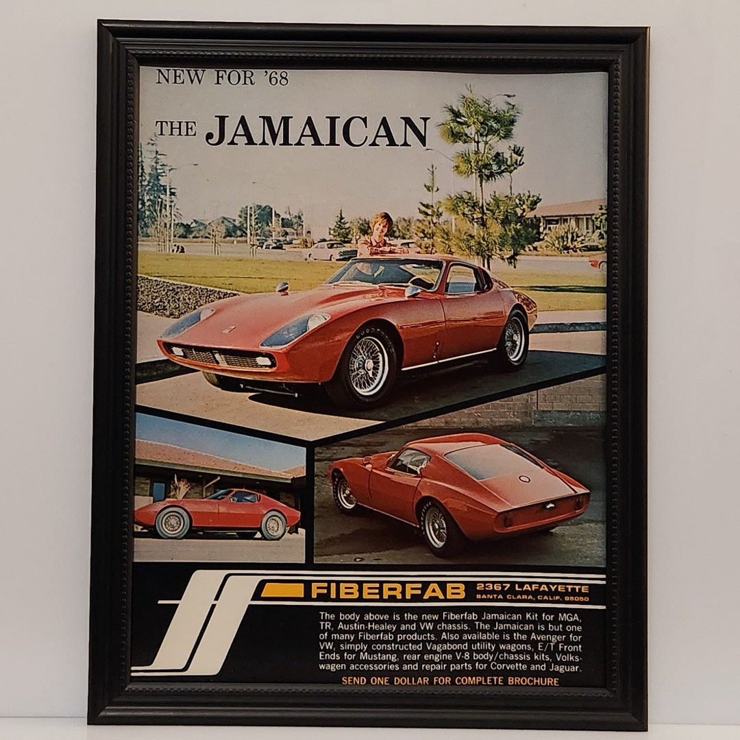 Framed 60's Vintage Kit Car Ad 1968 Fiberfab Jamaican VW Advertisement ...
