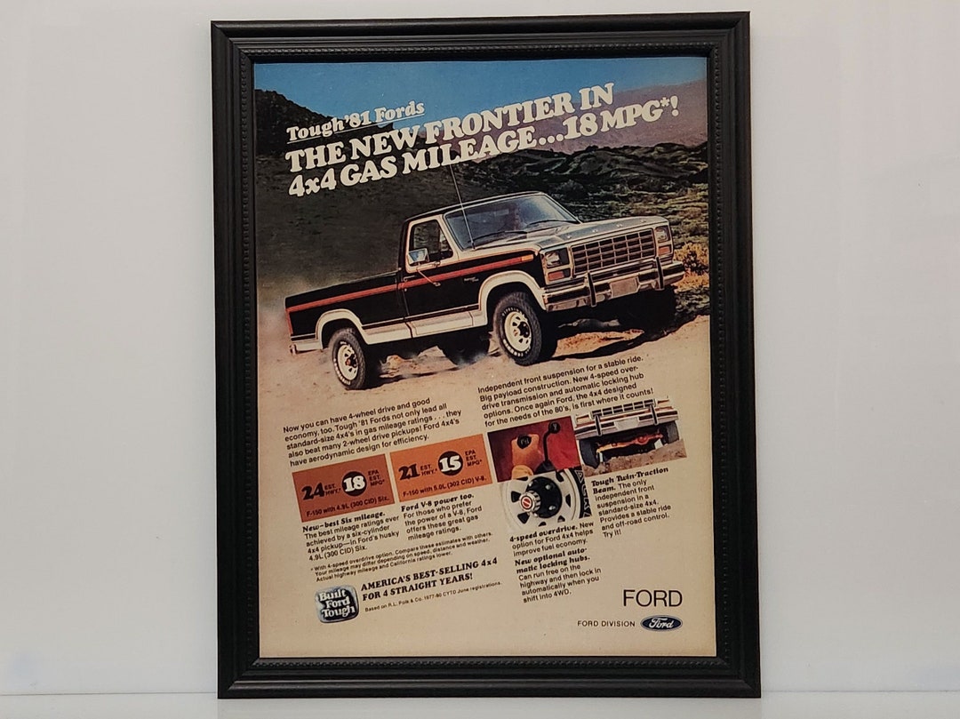 Framed Vintage 80's Car Ad Ford F150 F100 Pickup Truck 4x4 1981 Classic ...