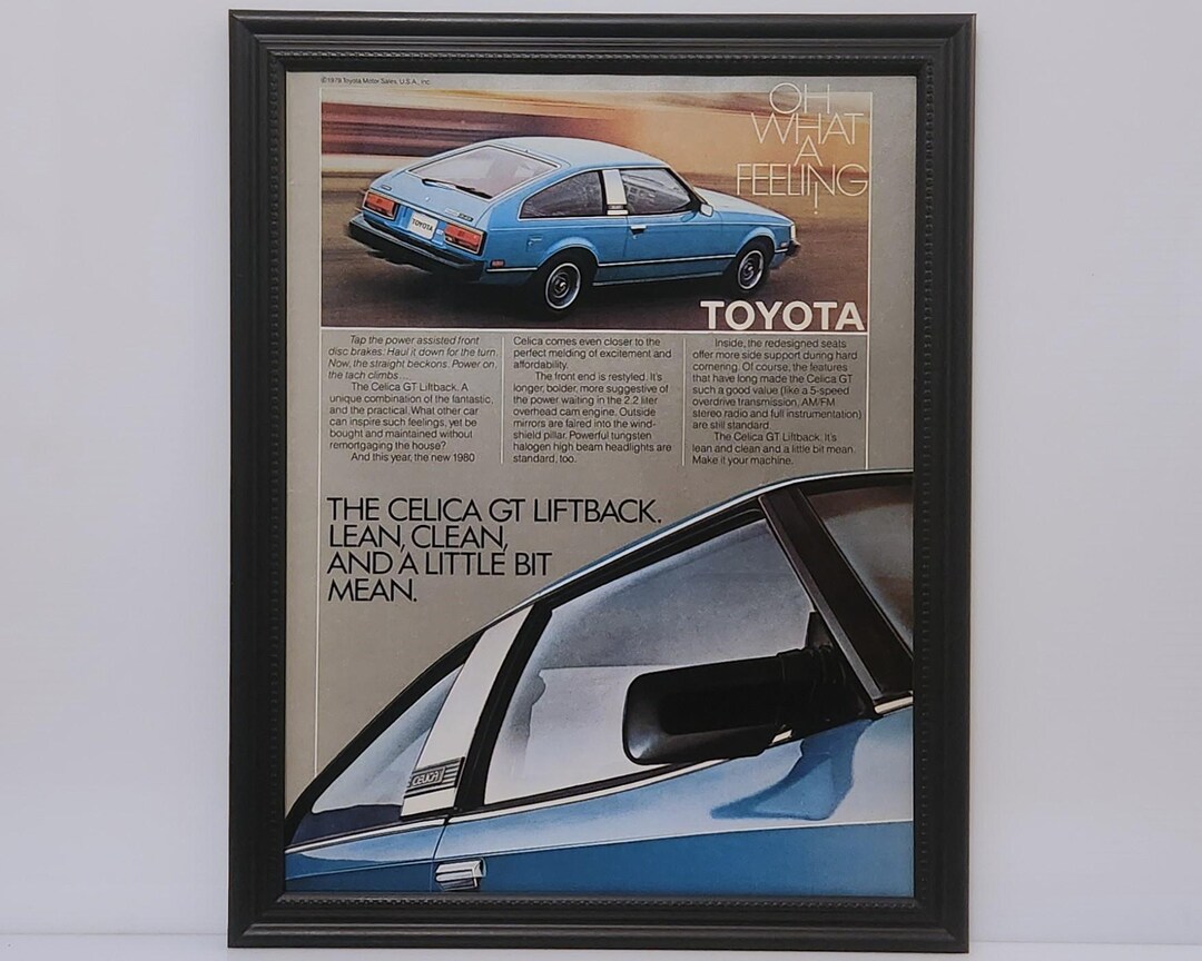 Framed Vintage 80's Car Ad 1980 Toyota Celica GT Liftback Classic ...