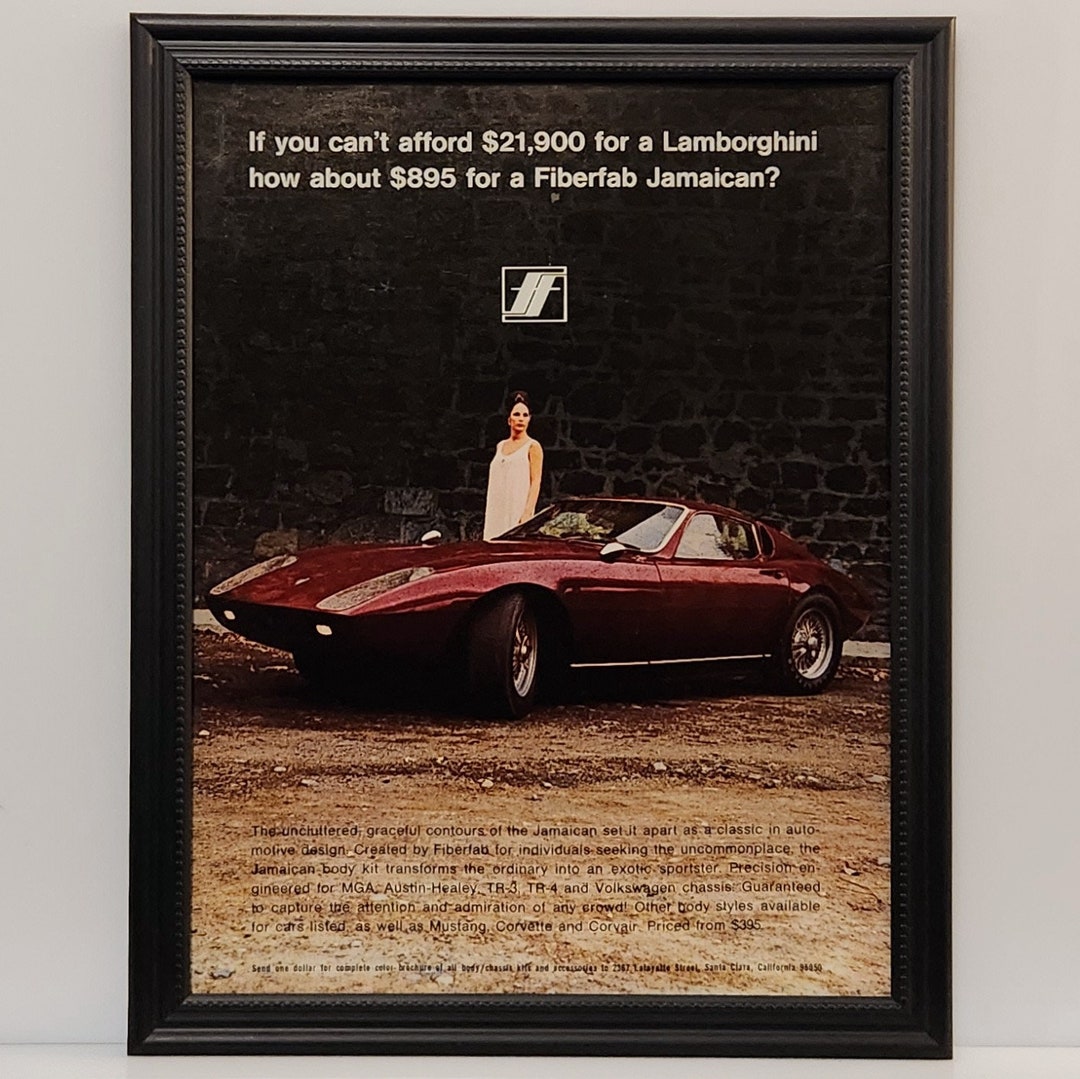Framed 60's Vintage Kit Car Ad 1968 Fiberfab Jamaican VW Advertisement ...