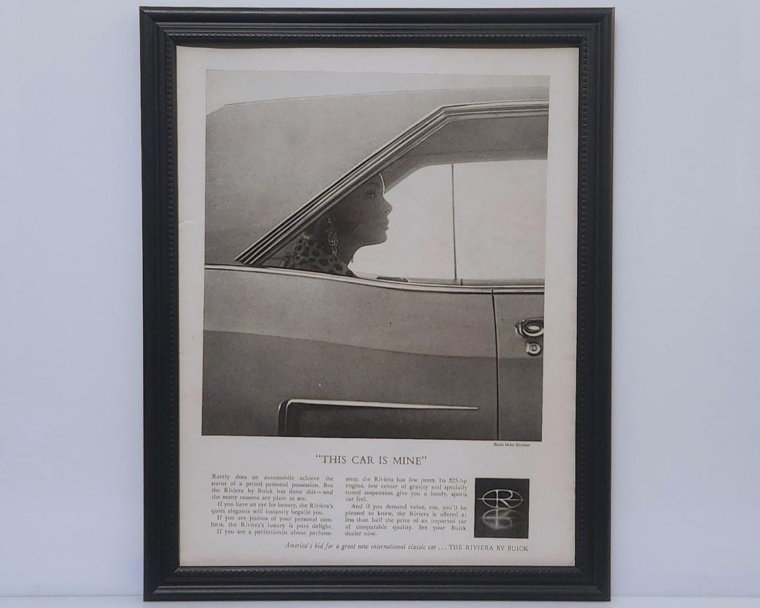 Framed 60's Vintage Car Ad 1963 Buick Riviera Classic Automotive ...