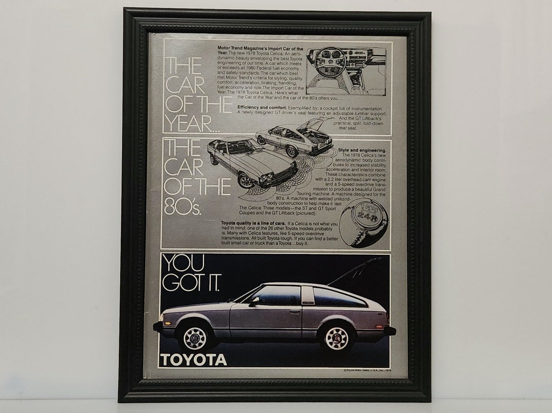 Framed Vintage 70's Car Ad Toyota Celica GT Liftback 1978 Classic ...
