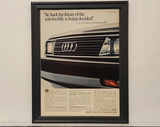 Framed 80's Vintage Car Ad 1984 Audi 5000 Retro Advertisement ...