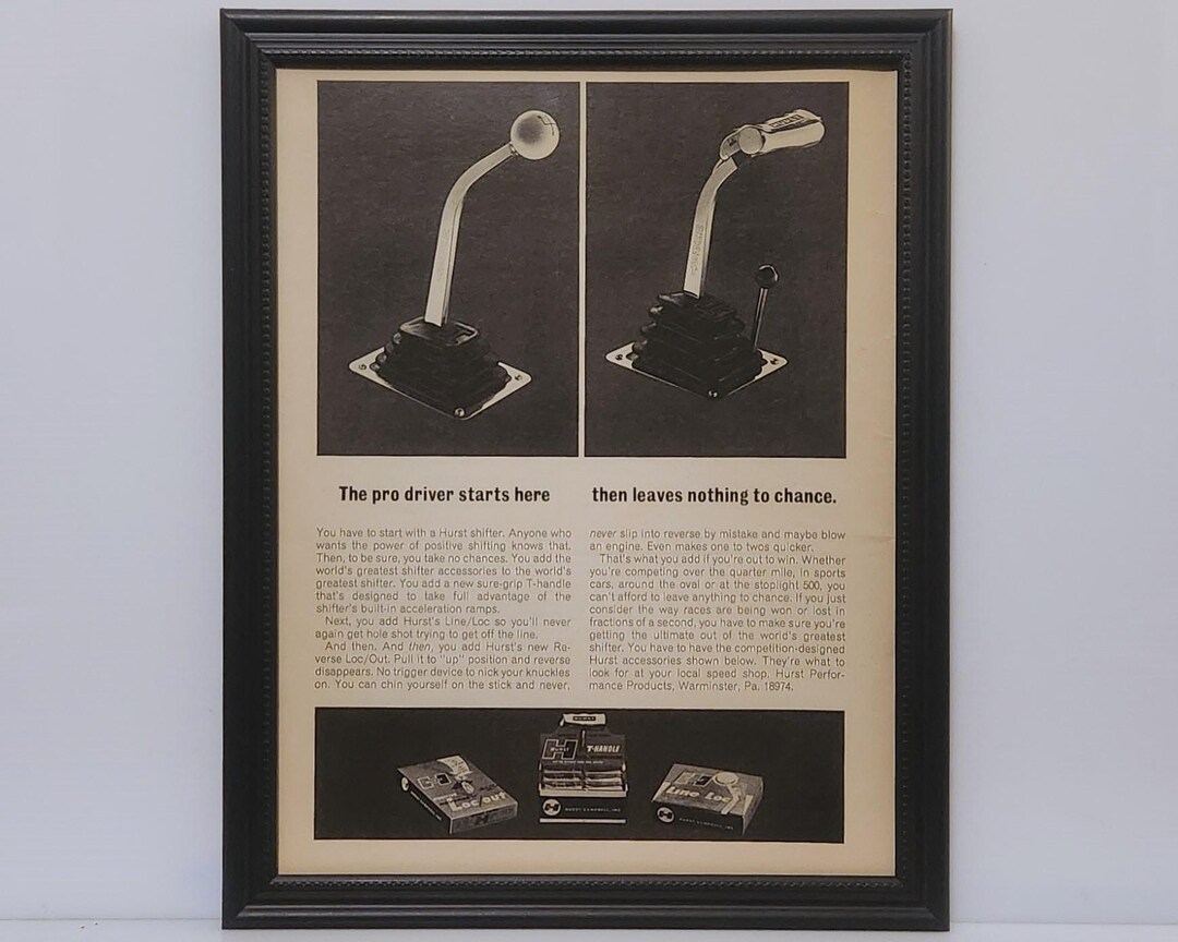 Framed Vintage 1967 Hurst Shifters Ad 60's Muscle Cars Performance ...