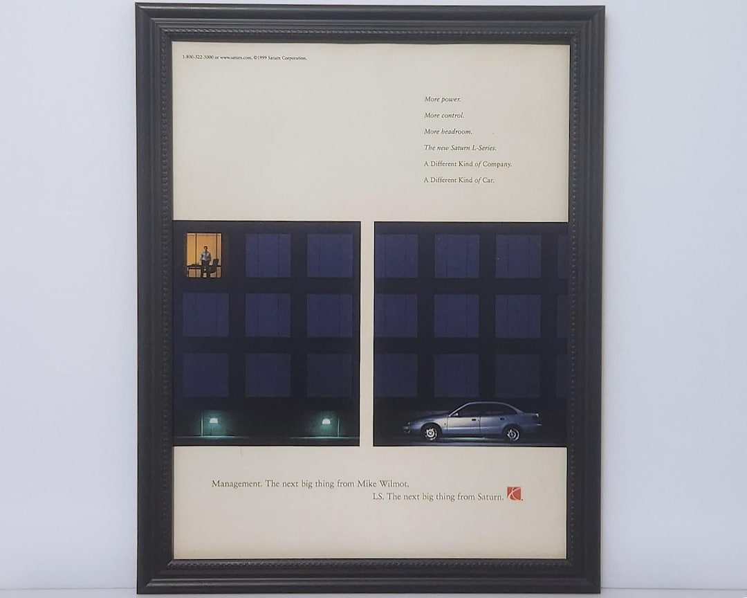 Framed Car Ad 2000 Saturn LS L Series Sedan LS1 LS2 L100 L200 L300 ...