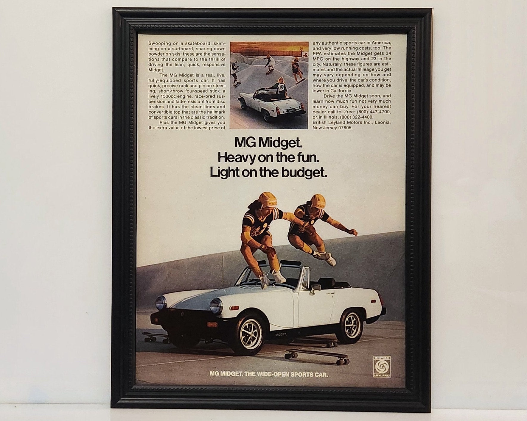 Framed 70's Vintage Car Ad 1978 MG Midget Roadster - Etsy