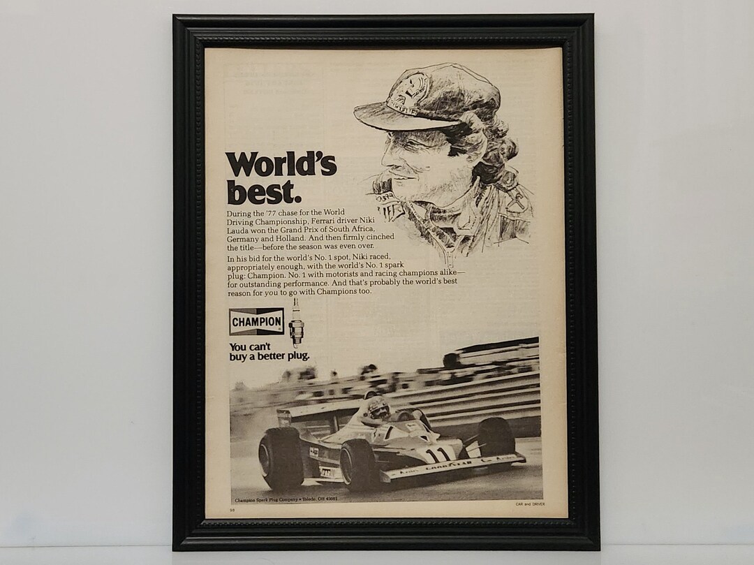 Framed Vintage 70's Champion Ad 1978 Ferrari 312T Niki Laudaformula 1 ...