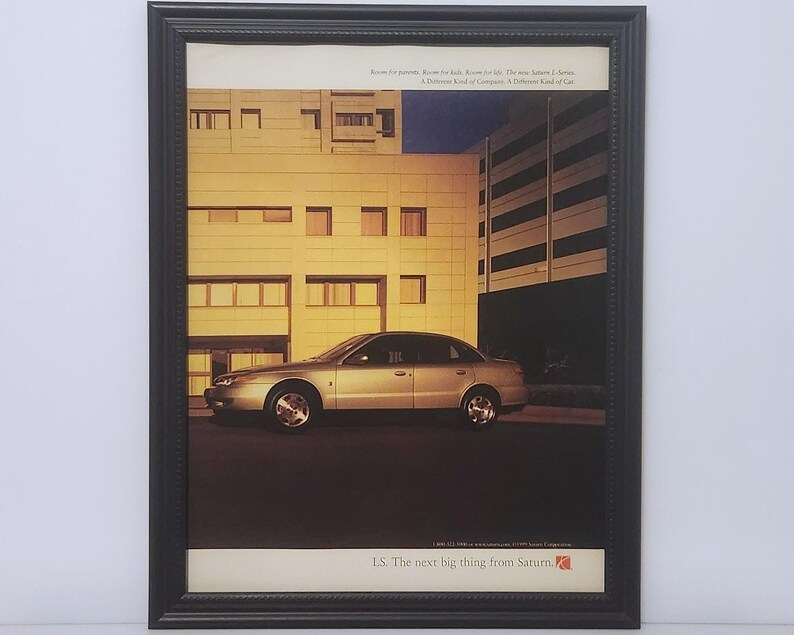 Framed Car Ad 2000 Saturn LS L Series Sedan LS1 LS2 L100 L200 L300 ...