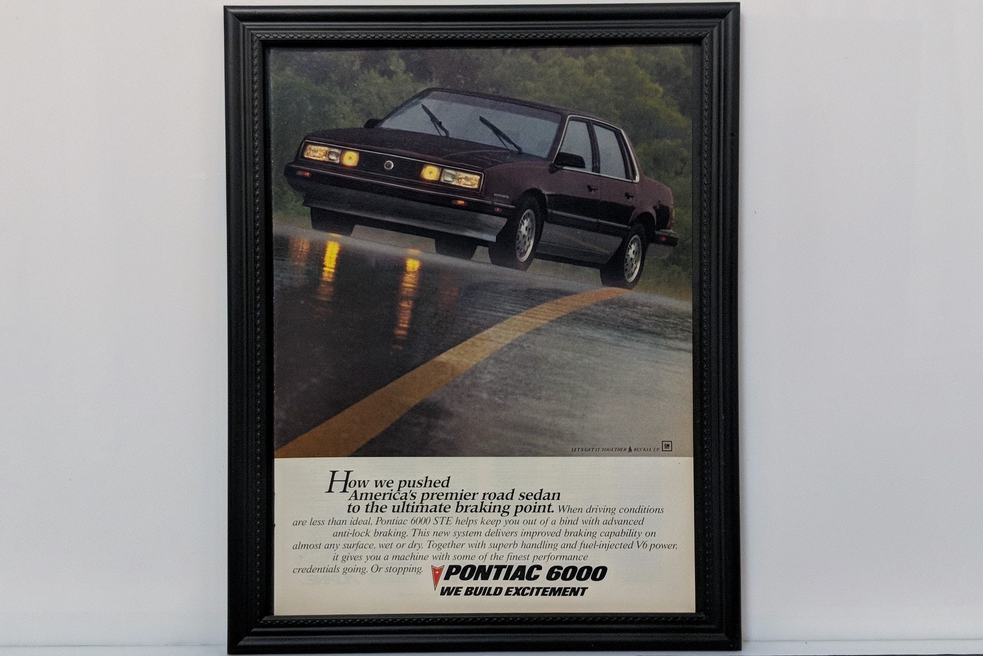 Framed Vintage 80's Car Ad 1987 Pontiac 6000 STE Retro Advertisement ...