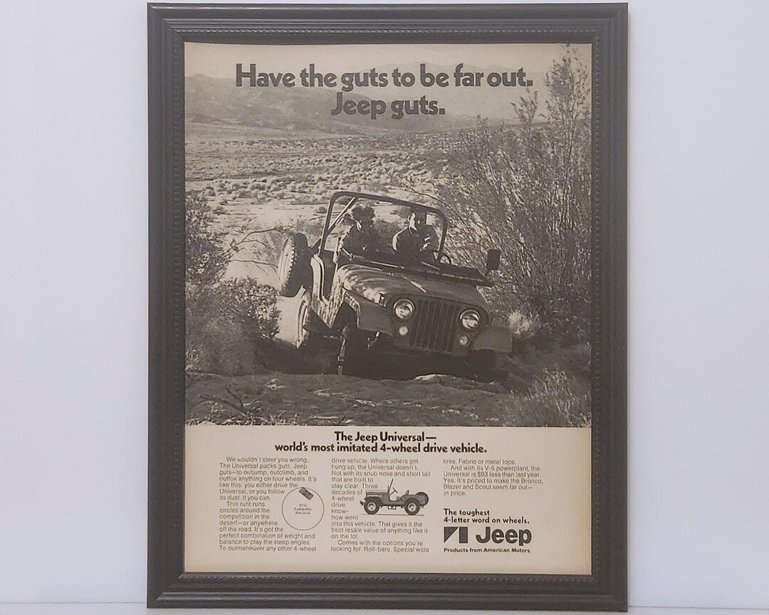 Framed Vintage 70's Car Ad AMC Jeep CJ-5 4x4 off Road Truck Classic ...