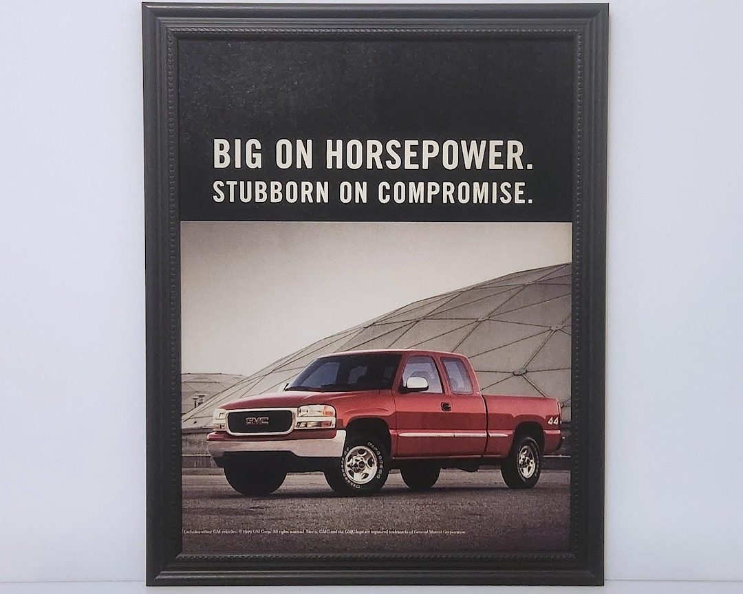 Framed Car Ad GMC Sierra 4x4 Pickup Truck 1999 2000 2001 2002 2003 2004 ...
