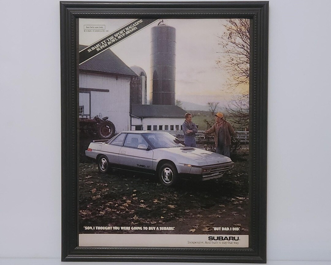 Framed Vintage 80's Car Ad 1986 Subaru XT Turbo Classic Automotive ...