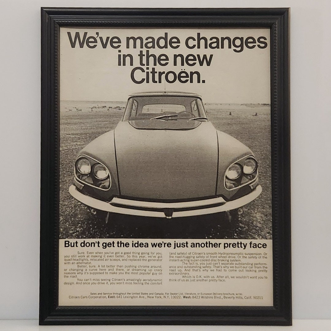 Framed 60's Vintage Car Ad 1968 Citroen DS Retro Advertisement ...