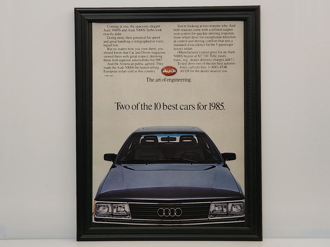 Framed Vintage 80's Car Ad 1985 Audi 5000S Classic - Etsy