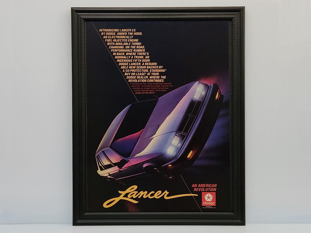 Framed Vintage 80's Car Ad Dodge Lancer ES Turbo 1985 Classic ...
