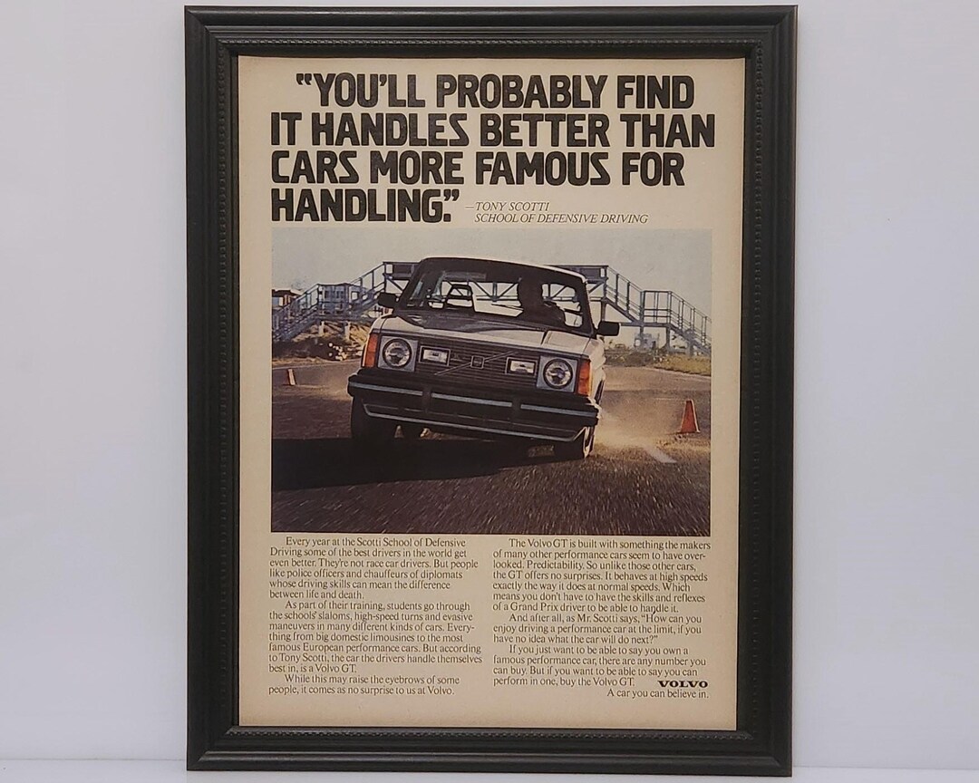 Framed Vintage 80's Car Ad 1980 Volvo 242 GT Coupe Classic Automotive ...
