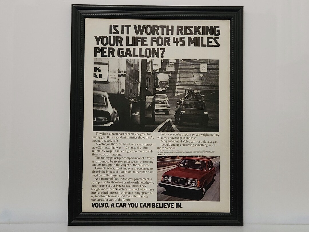 Framed Vintage 70's Car Ad Volvo 240 1978 Classic Advertisement ...