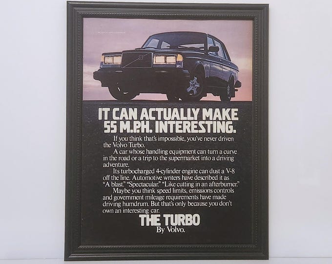 Framed Vintage 80's Car Ad Volvo 240 Turbo Classic Advertisement Poster ...
