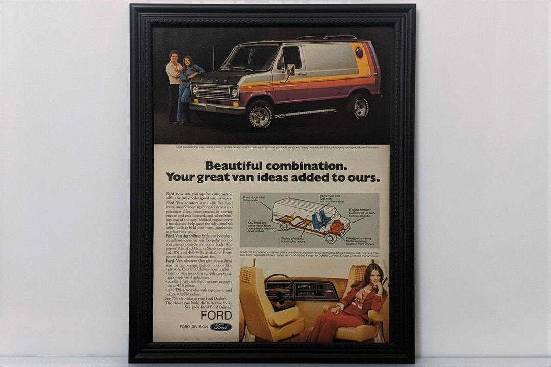 Framed Vintage 70's Car Ad Ford Econoline Custom Street Van 1976 ...