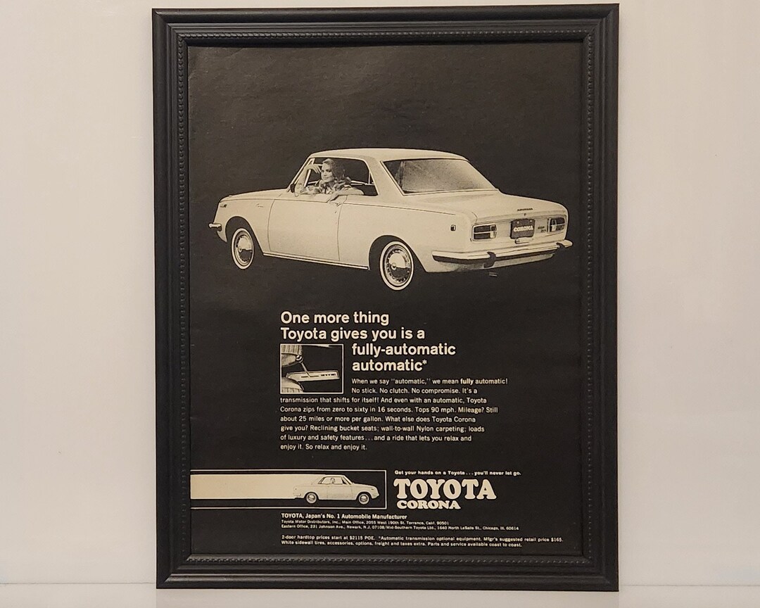 Framed 60's Vintage Car Ad 1968 Toyota Corona Retro Advertisement ...