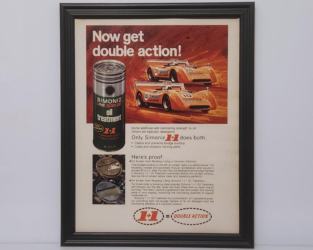 Framed Vintage 60's Ad 1968 Lola T70 MK3 Simoniz Can Am Race Car ...
