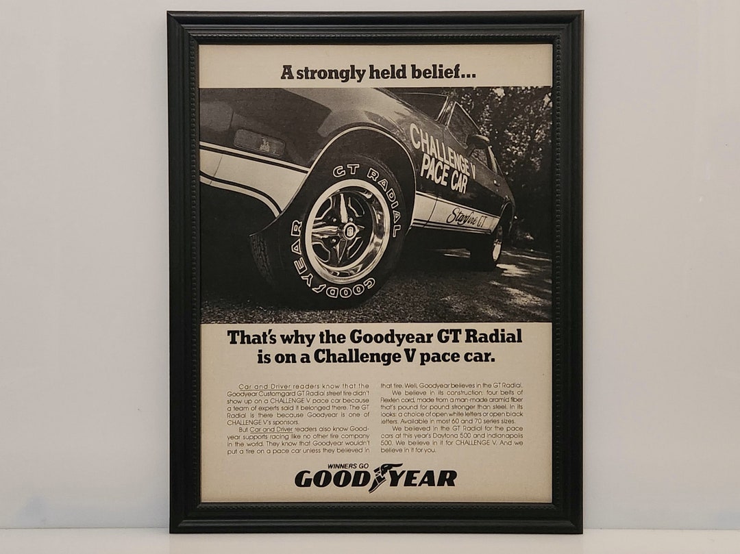 Framed Vintage 70's Goodyear Ad Oldsmobile Starfire GT 1976 Classic Car ...