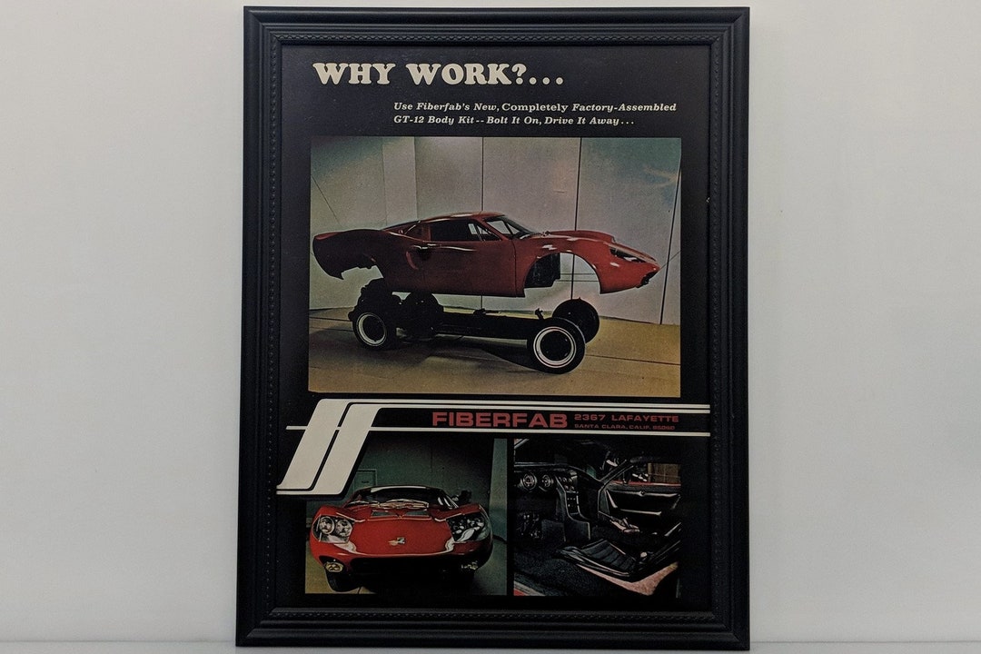 Framed 60's Kit Car Ad 1969 Fiberfab Avenger GT-12 VW Custom ...