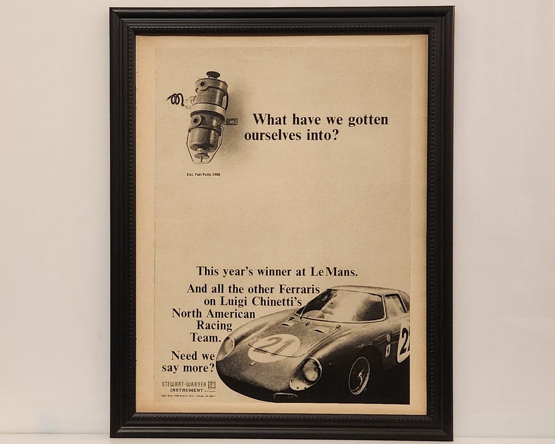 Framed 60's Vintage Champion Ad 1965 Ferrari 250 LM Le Mans Racer Race ...