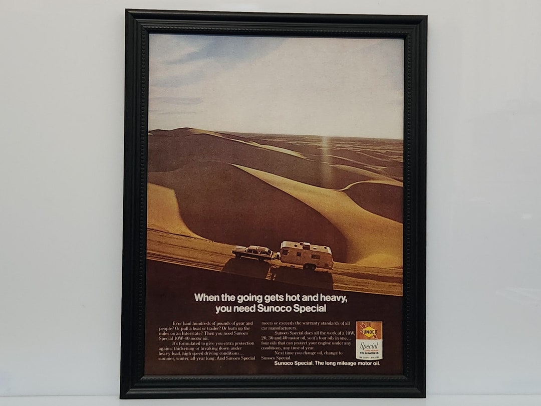 Framed Vintage 70's Sunoco Ad Oldsmoble Vista Cruiser Wagon Camper ...