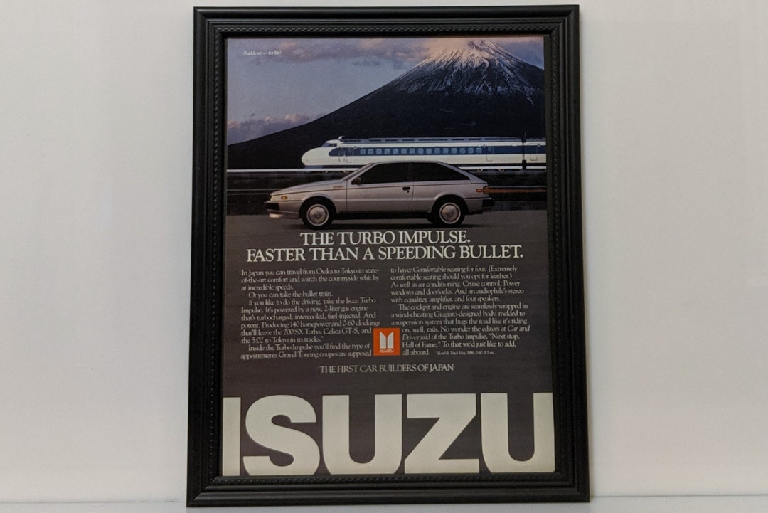 Framed 80's Car Ad 1986 Isuzu Impulse Turbo Sport Coupe Retro ...