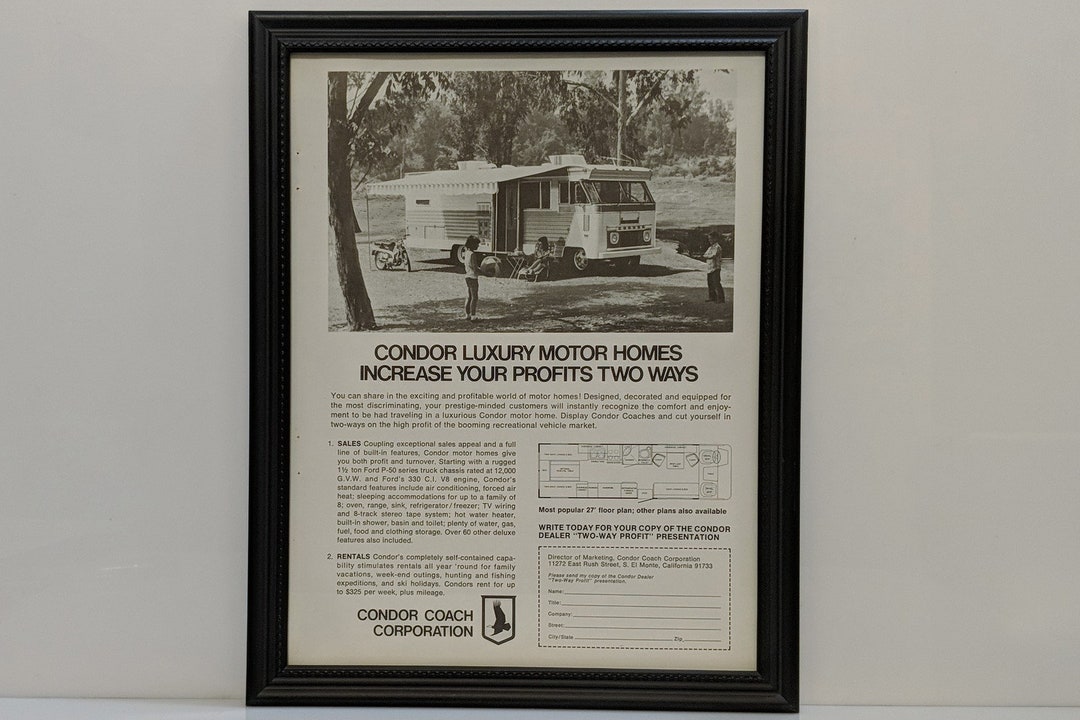 RARE Promo Ad 1969 Condor Luxury Motor Homes RV Camper Coach Truck ...