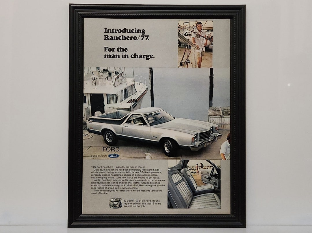 Framed Vintage 70's Car Ad 1977 Ford Ranchero GT Pickup Classic ...