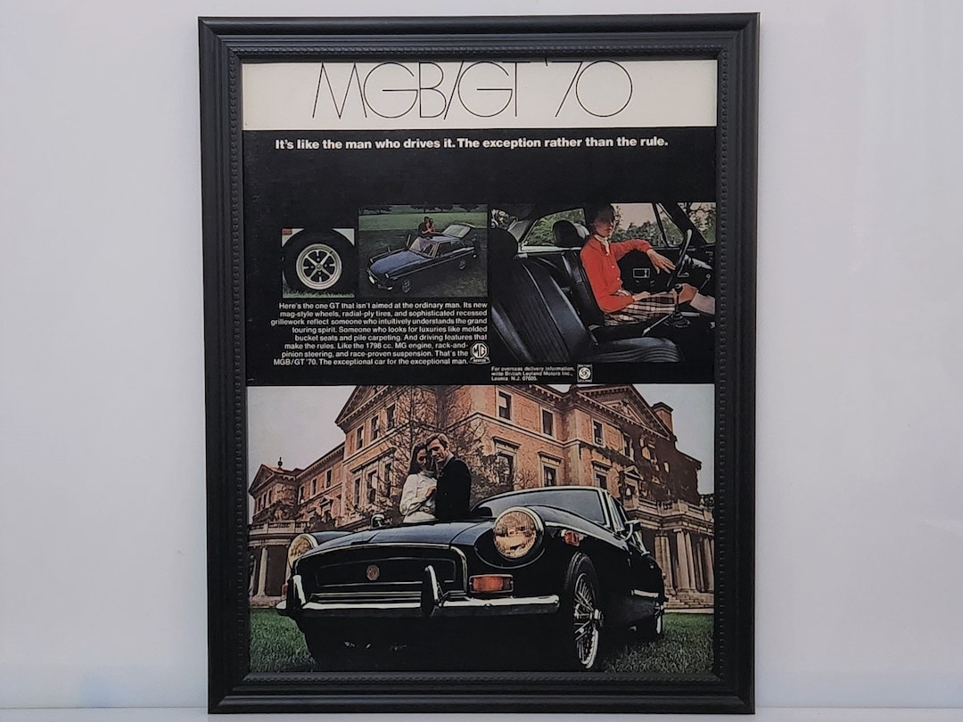 Framed Retro 70's Car Ad 1970 MG Midget British Racing Roadster ...