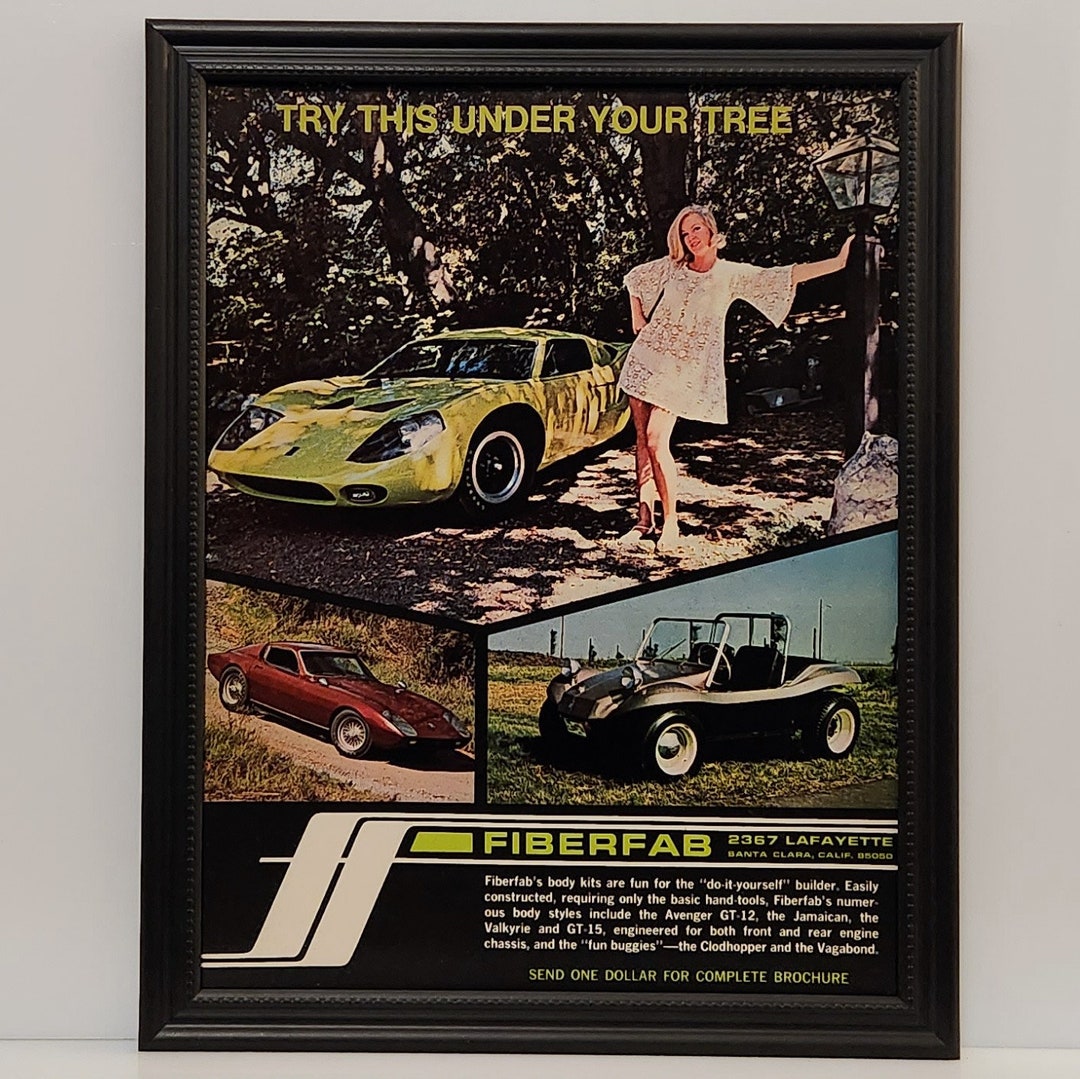 Framed 60's Vintage Kit Car Ad 1968 Fiberfab Clodbuster Valkyrie ...