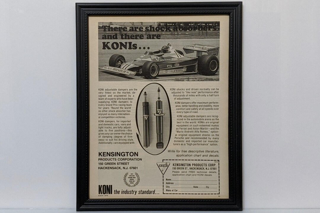 Enmarcado Vintage 70's KONI Ad 1978 Ferrari 312 T3 F1 Race Car Fórmula ...