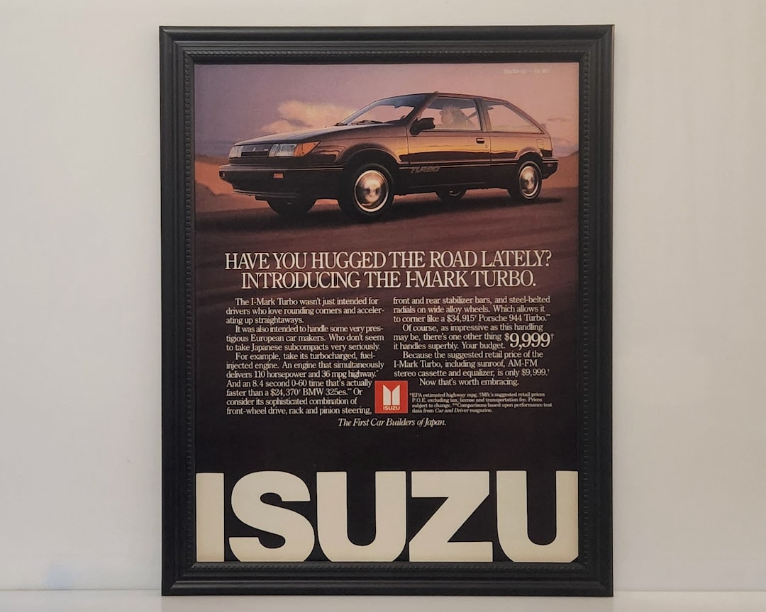 Framed 80's Car Ad 1987 Isuzu I-mark Turbo Vintage Advertisement Retro ...