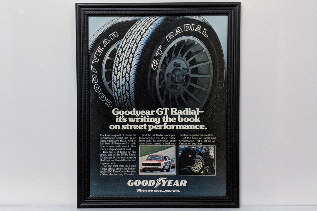 Framed 70's Goodyear Ad Radial GT Dasun Vintage Race Car 1978 Trans Am ...