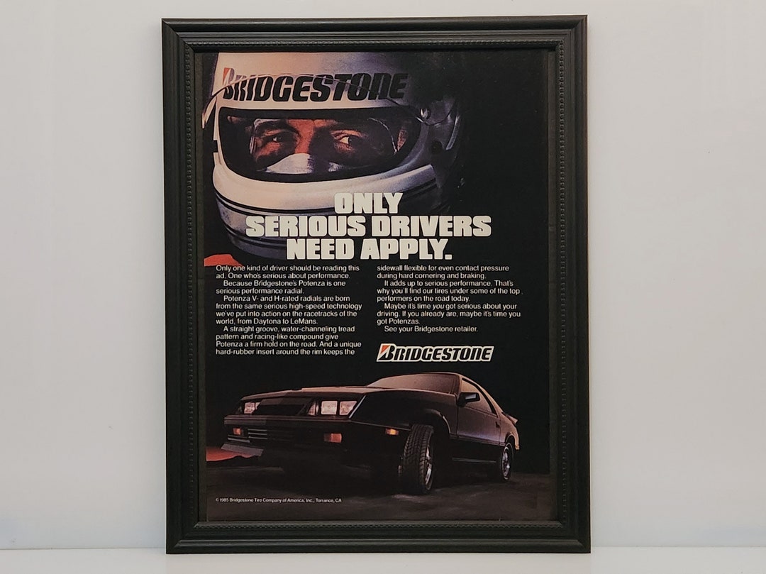 Framed Vintage 80's Bridgestone Ad 1985 Dodge Daytona Turbo Z Classic ...