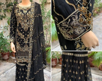 Black Gharara Dress - Etsy