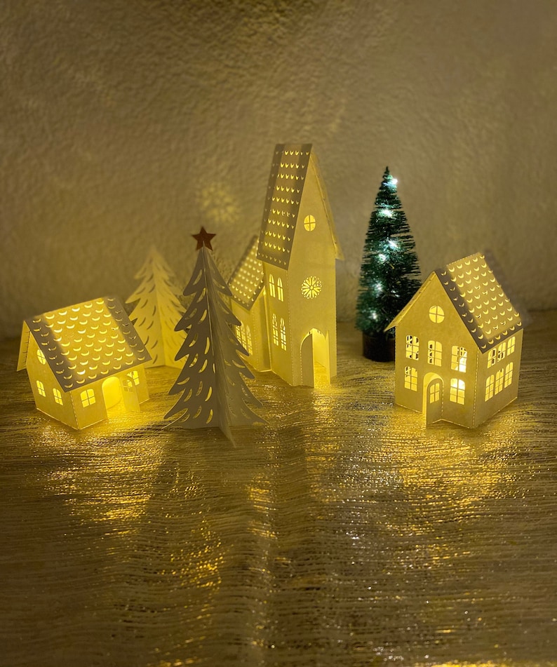 SVG Christmas Village Bundle 3D, Consisting of a Church With Christmas ...