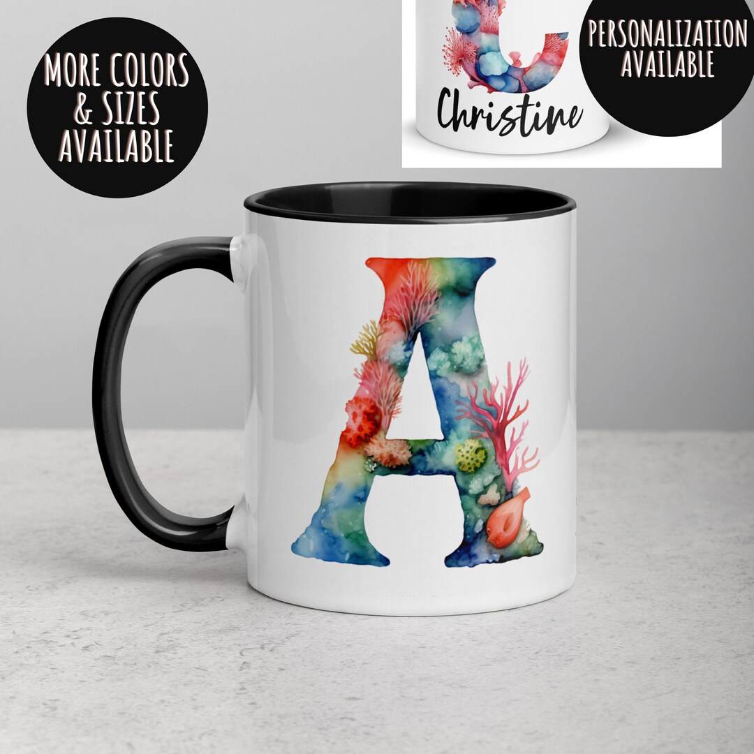 Coral Reef Mug, Sea Life Alphabet.coral Reef Letters,alphabet Coral ...