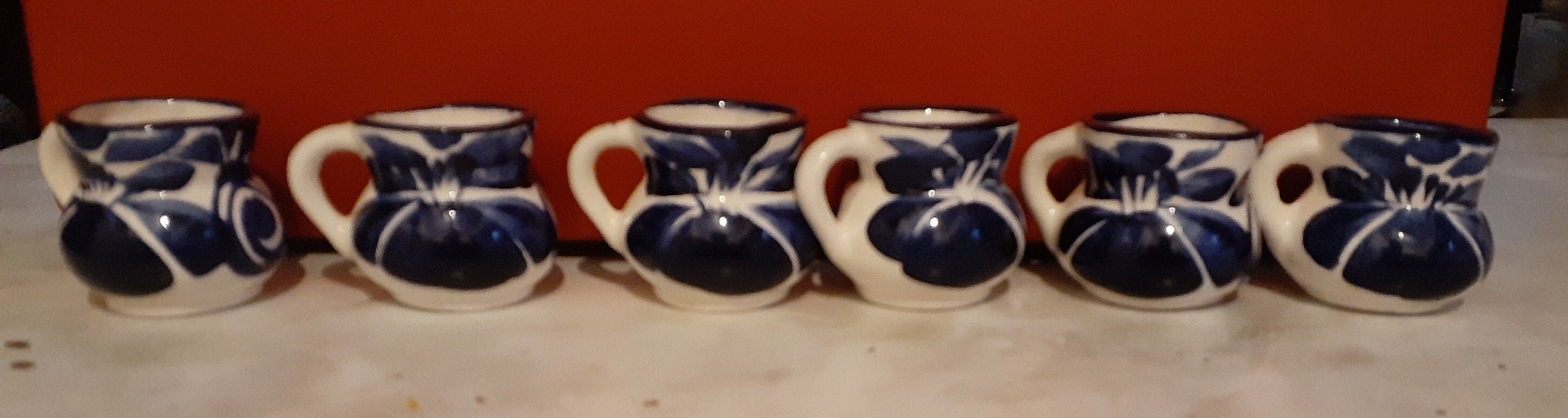 Miniature Clay Mexican Pottery Cups Hand Made & Hand Painted/ - Etsy