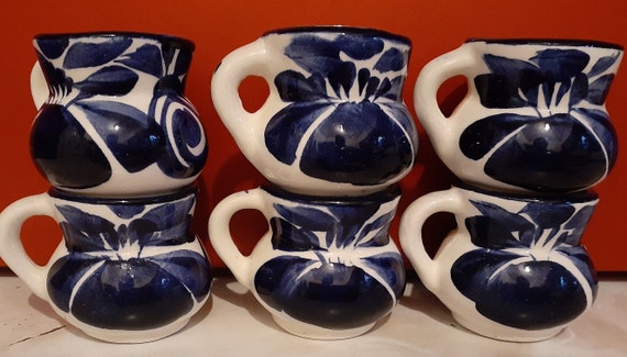 Miniature Clay Mexican Pottery Cups Hand Made & Hand Painted/ | Etsy