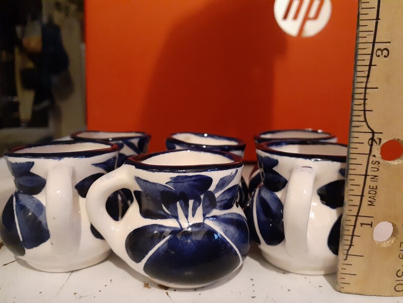 Miniature Clay Mexican Pottery Cups Hand Made & Hand Painted/ Shot ...