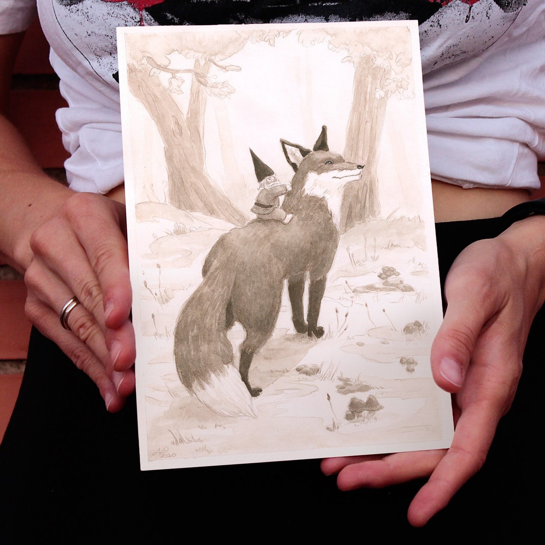 Fox and Gnome Original Ink Drawing Leven En Werken Van De Kabouter Fan ...