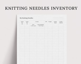 Printable Knitting Needles Inventory - Landscape | Minimalist Needles ...